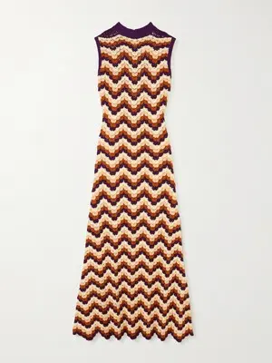 Escvdo Amazonas Scalloped Crocheted Cotton Maxi Dress - Brown