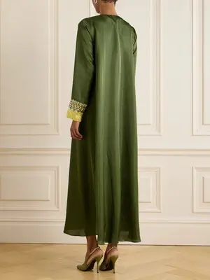 SHATHA ESSA Embellished Silk-blend Gown - Green