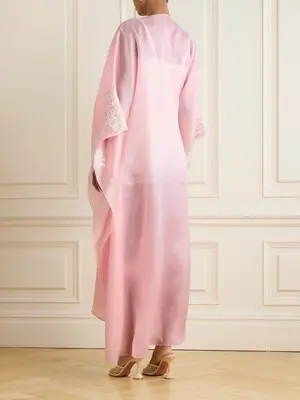 SHATHA ESSA Sequin-embellished Embroidered Organic Silk Wrap Gown