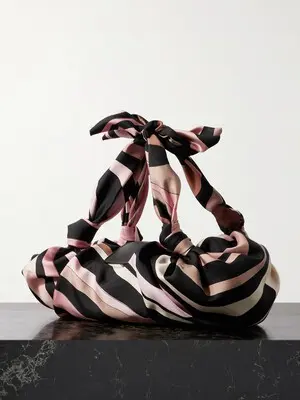 Emilio Pucci Leather-trimmed Knotted Printed Silk-twill Shoulder Bag