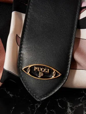 Emilio Pucci Leather-trimmed Knotted Printed Silk-twill Shoulder Bag
