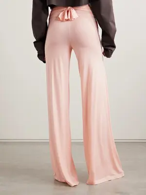 Norma Kamali Elephant Draped Stretch-jersey Wide-leg Pants