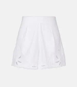 JULIET DUNN Embroidered Cotton Poplin Shorts - White