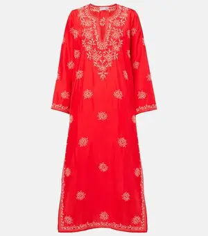 JULIET DUNN Embroidered Silk Kaftan - Red