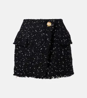 Balmain Polka Dot Tweed Mini Skirt - Black