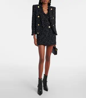 Balmain Polka Dot Tweed Mini Skirt
