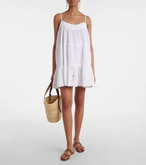 JULIET DUNN Embroidered Cotton Slip Dress