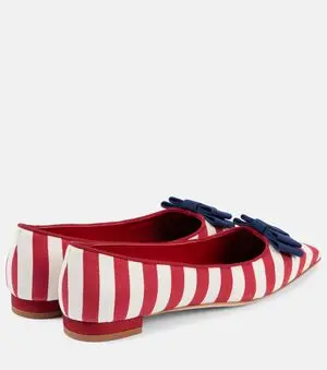 Manolo Blahnik Reador" Striped Ballet Flats With Bow Detailing