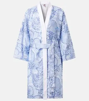 Etro Printed Cotton Bathrobe - Blue