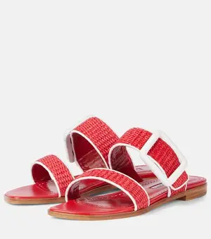 Manolo Blahnik Tituba Raffia Sandals