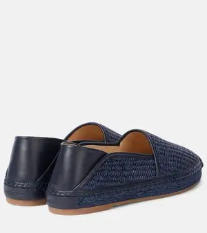Manolo Blahnik Leather-trimmed Raffia Espadrilles - Blue