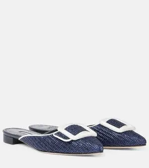 Manolo Blahnik Raffia Mules Clogs For Women