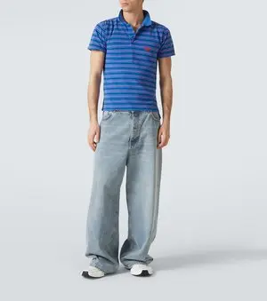 Balenciaga Laurel Classic Cotton Pique Polo Shirt - Blue