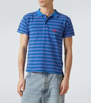 Balenciaga Laurel Classic Cotton Pique Polo Shirt - Blue
