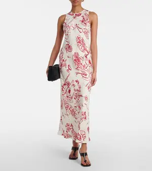Asceno Printed Silk Maxi Dress