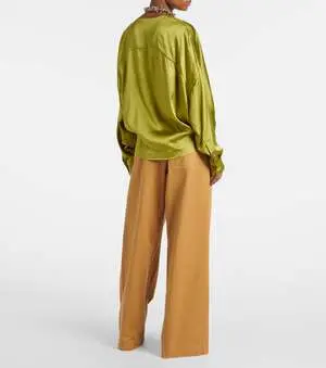 Dries Van Noten Draped Silk-blend Satin Blouse