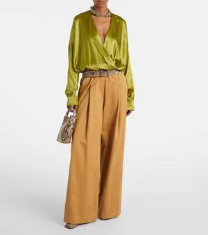 Dries Van Noten Draped Silk-blend Satin Blouse