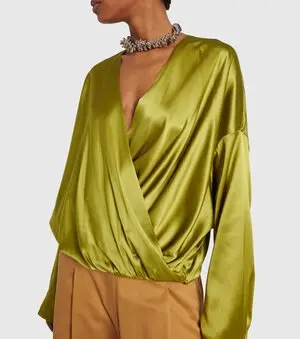 Dries Van Noten Draped Silk-blend Satin Blouse