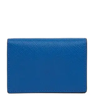 Smythson Panama Leather Folded Card Holder - Blue