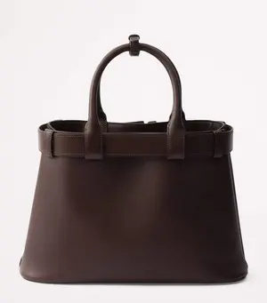 Prada Small Leather Buckle Tote Bag - Brown