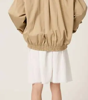 Miu Miu Cotton Chino Blouson Jacket With Logo Detail - Neutral