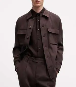 BOSS Linen Slim Shirt - Brown
