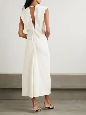 ST. AGNI Draped Crepe Maxi Dress - Neutrals