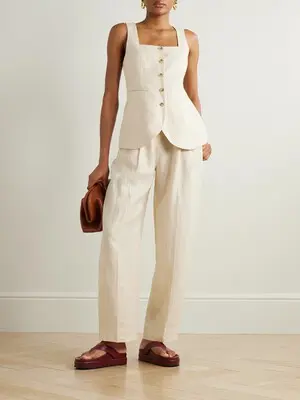 Posse Lucille Pinstriped Linen Vest