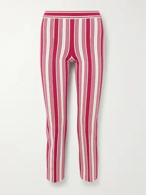 HIGH SPORT Louis Cropped Striped Cotton-blend Straight-leg Trousers - Red