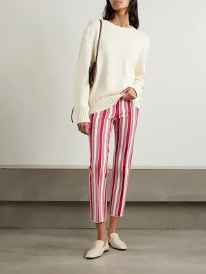 HIGH SPORT Louis Cropped Striped Cotton-blend Straight-leg Trousers