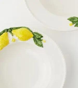 LES-OTTOMANS Lemon Set Of 4 Ceramic Soup Plates