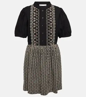 See By Chloé Embroidered Cotton Mini Dress - Multicoloured