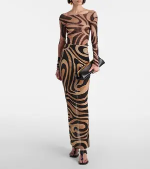 Emilio Pucci Printed Semi-sheer Maxi Skirt