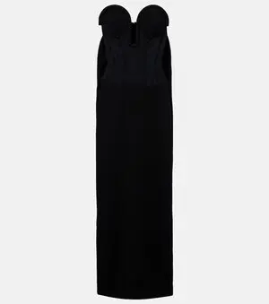 JEAN PAUL GAULTIER Crepe And Tulle Corset Maxi Dress - Black