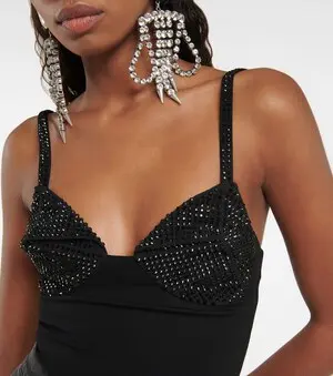 AREA Embellished Jersey Bodysuit