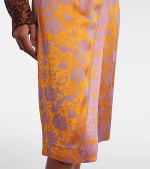 Dries Van Noten Floral Satin Jacquard Midi Skirt