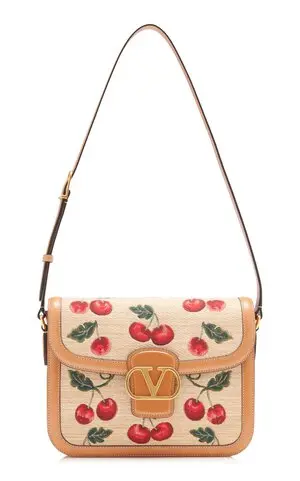 Valentino Garavani Raffia Shoulder Bag With Cherry Detail