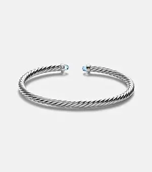 David Yurman Sterling And 14kt Gold Blue Topaz Cuff Bracelet