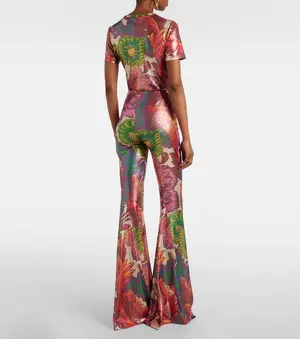 Etro Semi-sheer Flared Jersey Pants - Multicoloured