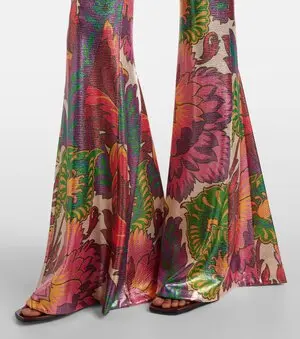 Etro Semi-sheer Flared Jersey Pants - Multicoloured