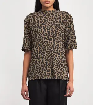 ANINE BING Leopard Print Avi T-shirt - Brown
