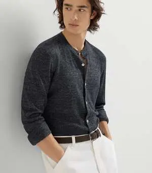 Brunello Cucinelli Linen-cotton Mandarin Collar Cardigan