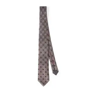 Brunello Cucinelli Silk Jacquard Geometric Neck Tie - Brown