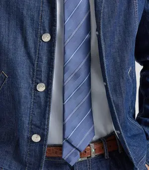 Brunello Cucinelli Silk Stripe Neck Tie - Blue