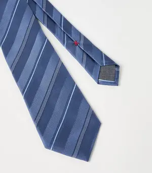 Brunello Cucinelli Silk Stripe Neck Tie - Blue