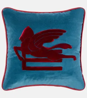 Etro Embroidered Cotton And Velvet Cushion - Multicoloured