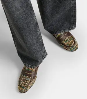 GIANVITO ROSSI Leather-trimmed Boucle Mules