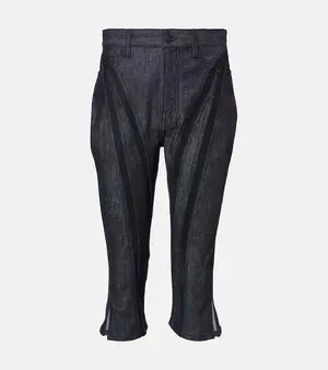MUGLER Paneled Mesh-trimmed Capri Pants