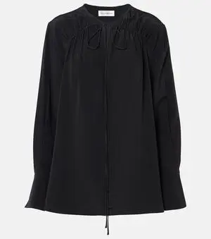 Victoria Beckham Silk Tie-neck Blouse - Black