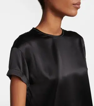 Brunello Cucinelli Embellished Silk-blend Satin T-shirt